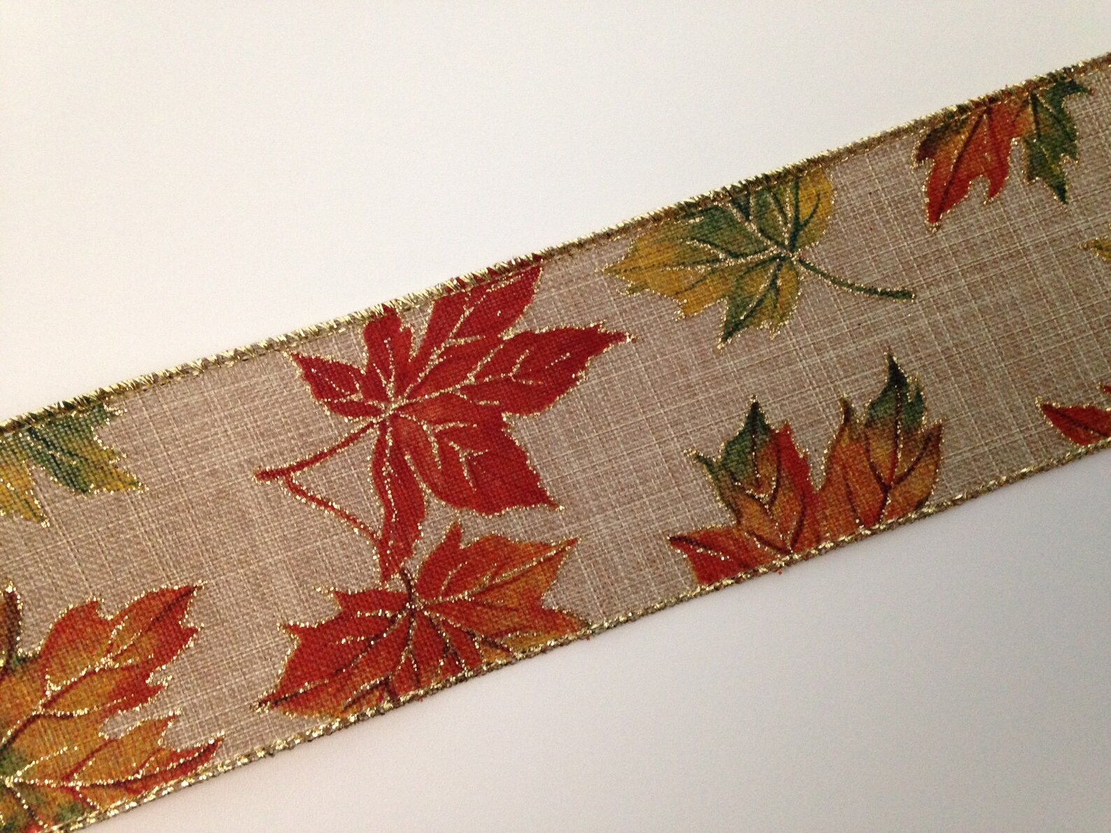 Fall Leaves Ribbon, 2 1/2 Wide, Wired Edge Ribbon for Wreaths, Bows ...