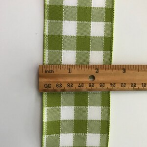 Woven Check Ribbon, Moss Green and White, 2 1/2" Wide, Wired Ribbon for ...