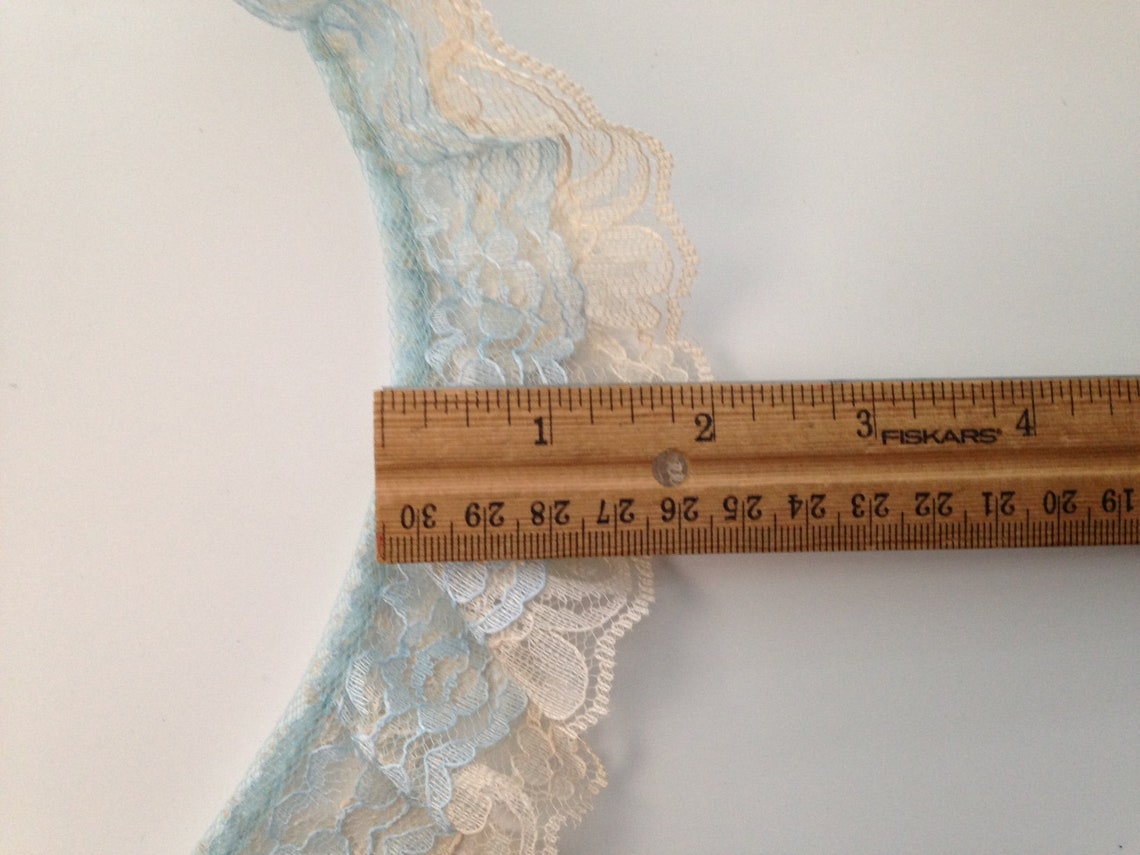 Blue and Natural Double Layered Ruffled Lace Trim, 2 Tier Lace, Apparel ...