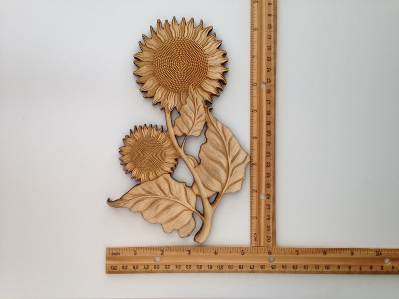 Wooden Sunflowers Laser Cut and Engraved Wood Shapes Wood - Etsy