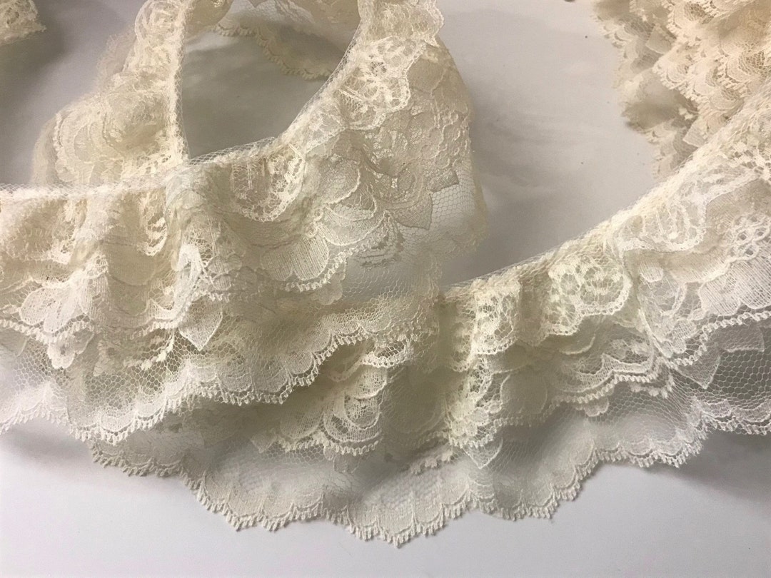 Ivory Lace Trim, 3 Tier Lace, Triple Ruffled Lace Trim, Apparel, Bridal ...