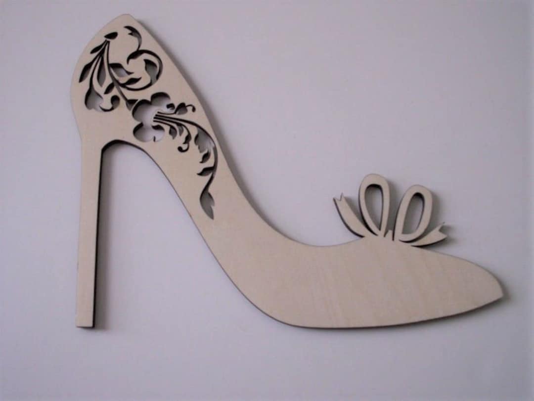 Wooden High Heel Shoe, Laser Cut Wood, Filigree Wood Cutouts, Home ...