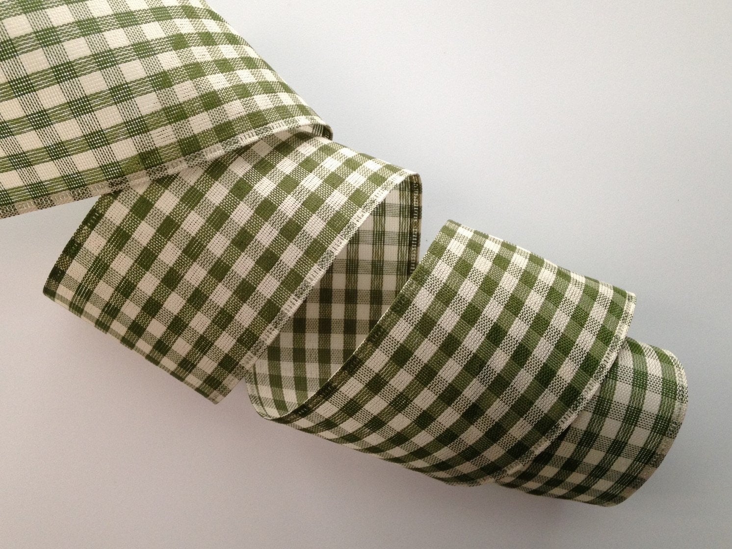 Moss Green and Natural Gingham Wired Ribbon 2 1/2 Wide - Etsy