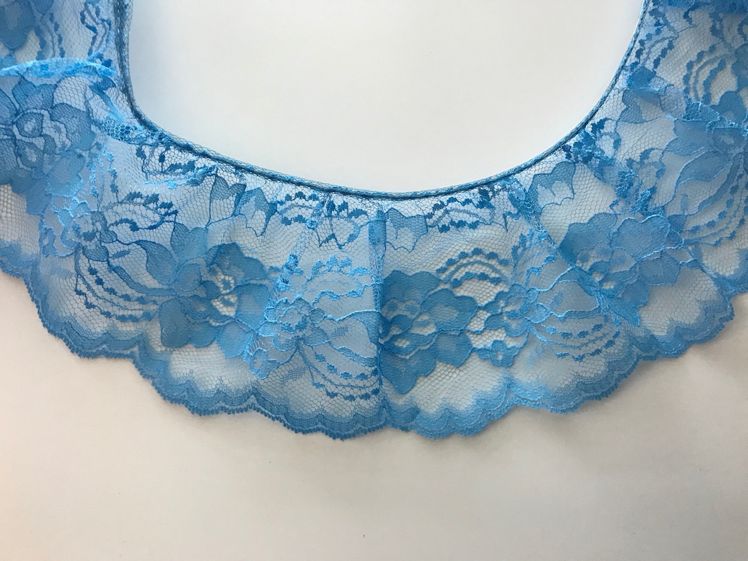 Turquoise Blue Ruffled Scalloped Edge Lace Trim, 4" Wide, Bridal ...