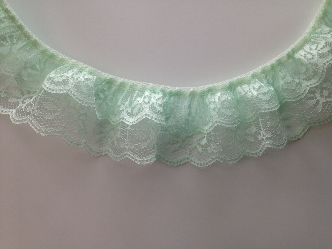 Double Ruffled Mint Lace Trim, Candlewick Lace, 2 Tier Lace, Apparel ...
