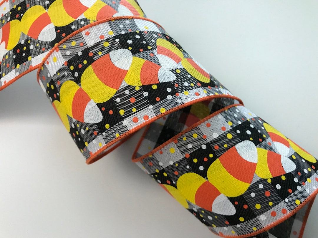 Candy Corn Ribbon, 2 1/2" Wide, Wired Edge Ribbon for Wreaths, Bows ...
