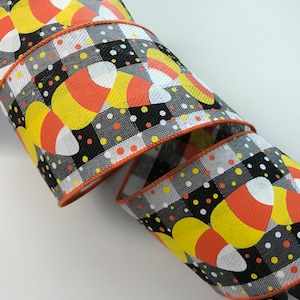 Candy Corn Ribbon, 2 1/2 Wide, Wired Edge, Ribbon for Wreaths, Bows ...