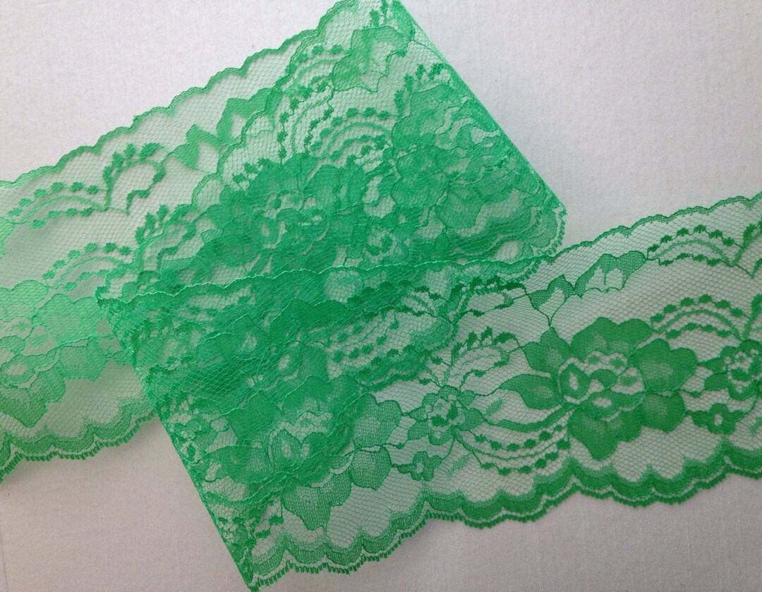Emerald Green Lace Trim, 4" Wide, Scalloped Edge Lace Trim for Apparel ...