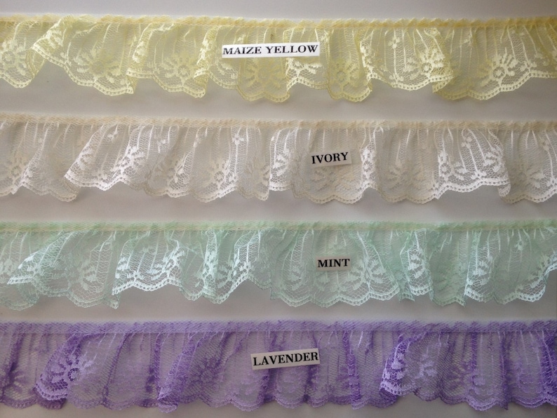 Ruffled Lace Trim, 2" Wide, Lace Trim for Apparel, Bridal Accessories ...