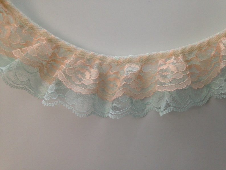 Peach and Mint Double Ruffled Lace Trim 2 YARDS Lace Trim | Etsy