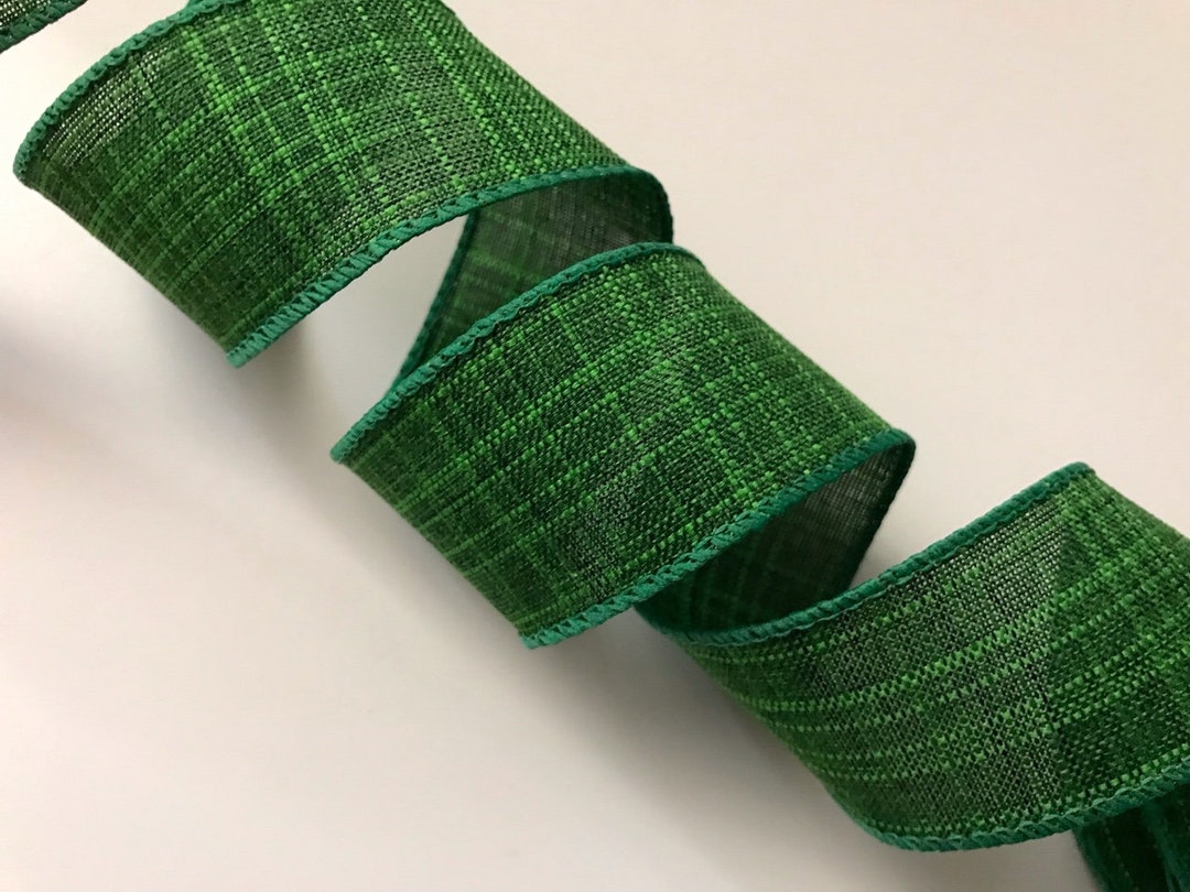 Emerald Green Textured Ribbon, 1 1/2" Wide, Wired Ribbon for Wreaths ...