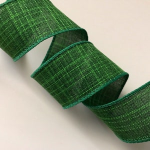 Emerald Green Textured Ribbon, 1 1/2" Wide, Wired Ribbon for Wreaths ...