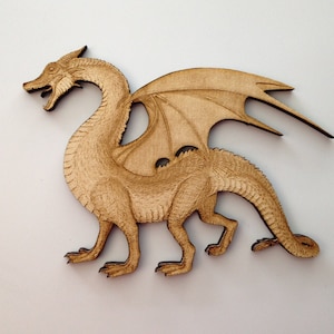 Wooden Dragon, Laser Cut and Engraved Wood, Fantasy Wall Decor ...