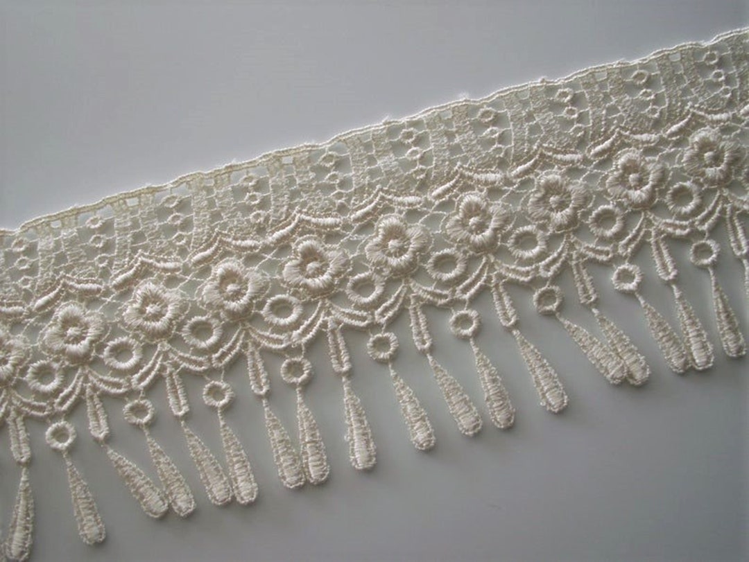Ivory Lace Fringe Trim, Victorian Style Lace, Venise Lace Trim, Bridal ...