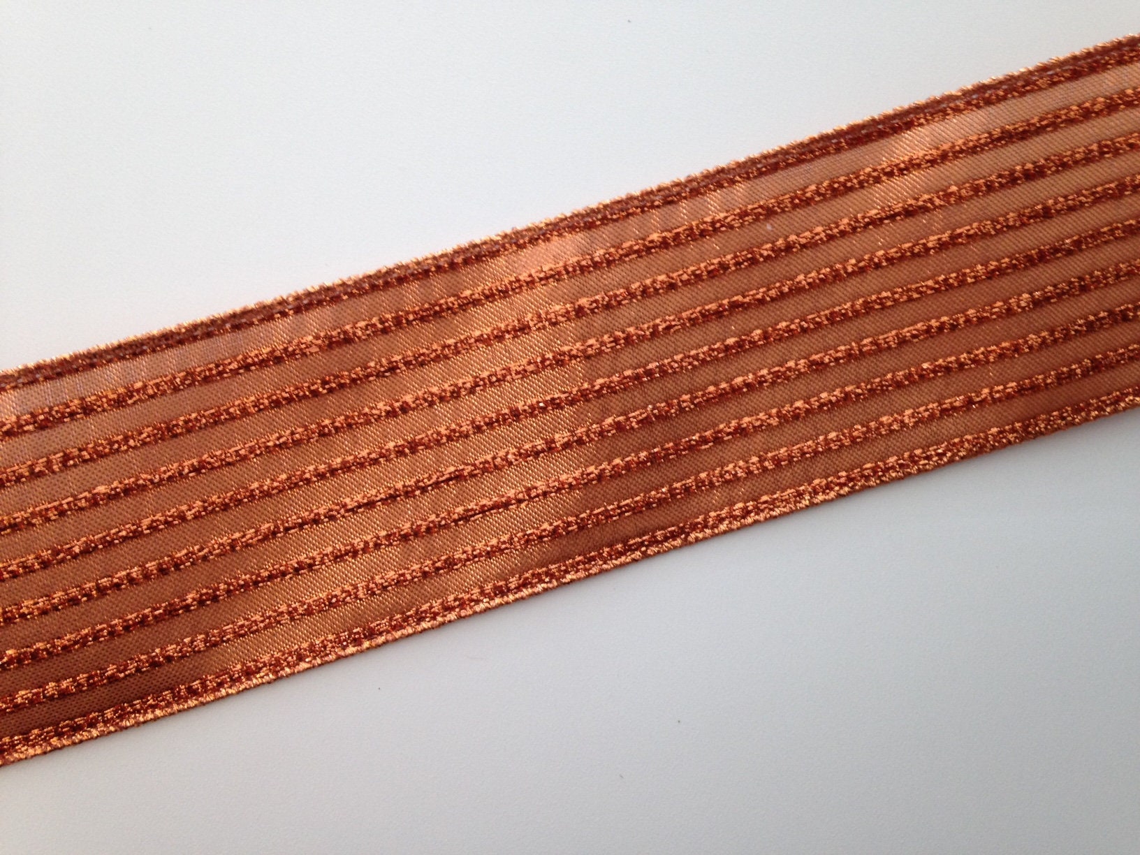 Metallic Copper Ribbon 2 1/2 Wide Wired Ribbon 3 | Etsy