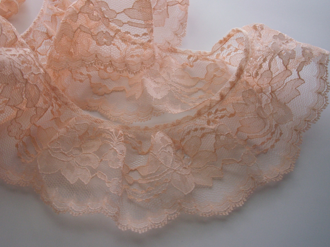 Peach Ruffled Scalloped Edge Lace Trim, 3 Wide, Lace Trim for Apparel ...