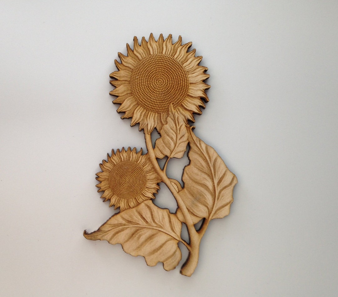 Wooden Sunflowers, Laser Cut and Engraved Wood, Home Decor, Nature Wall ...