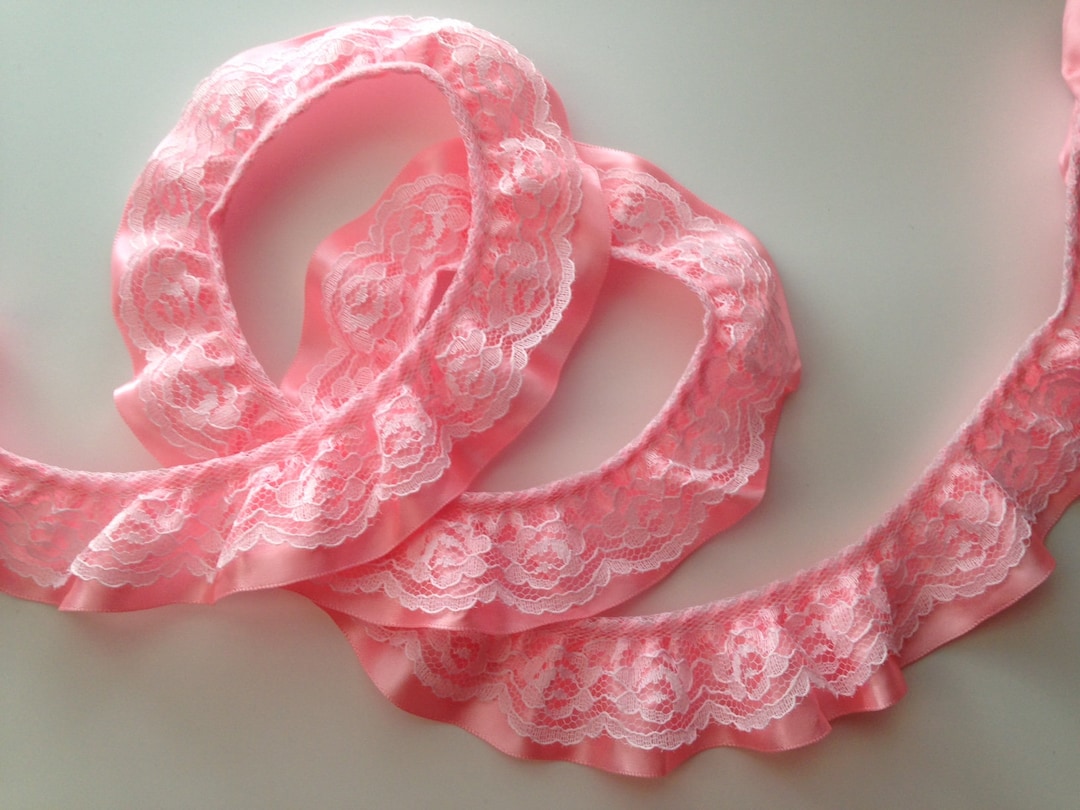 Pink Gathered Lace With Ribbon Trim, Apparel, Lingerie, Doll Clothes ...