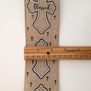 Grateful, Thankful, Blessed Crosses Ribbon, 2 1/2" Wide, Wired Ribbon ...