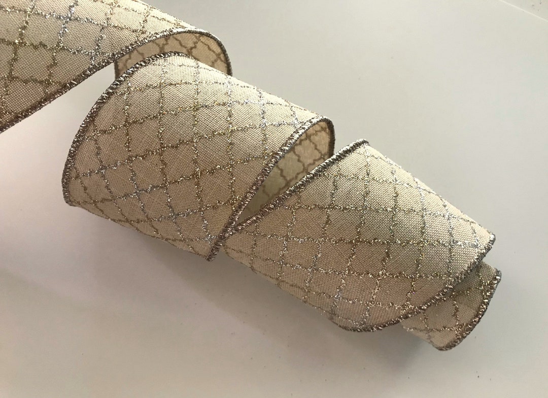 Christmas Ribbon, Silver and Gold Sparkle, 2 1/2 Wide, Wired Ribbon for ...
