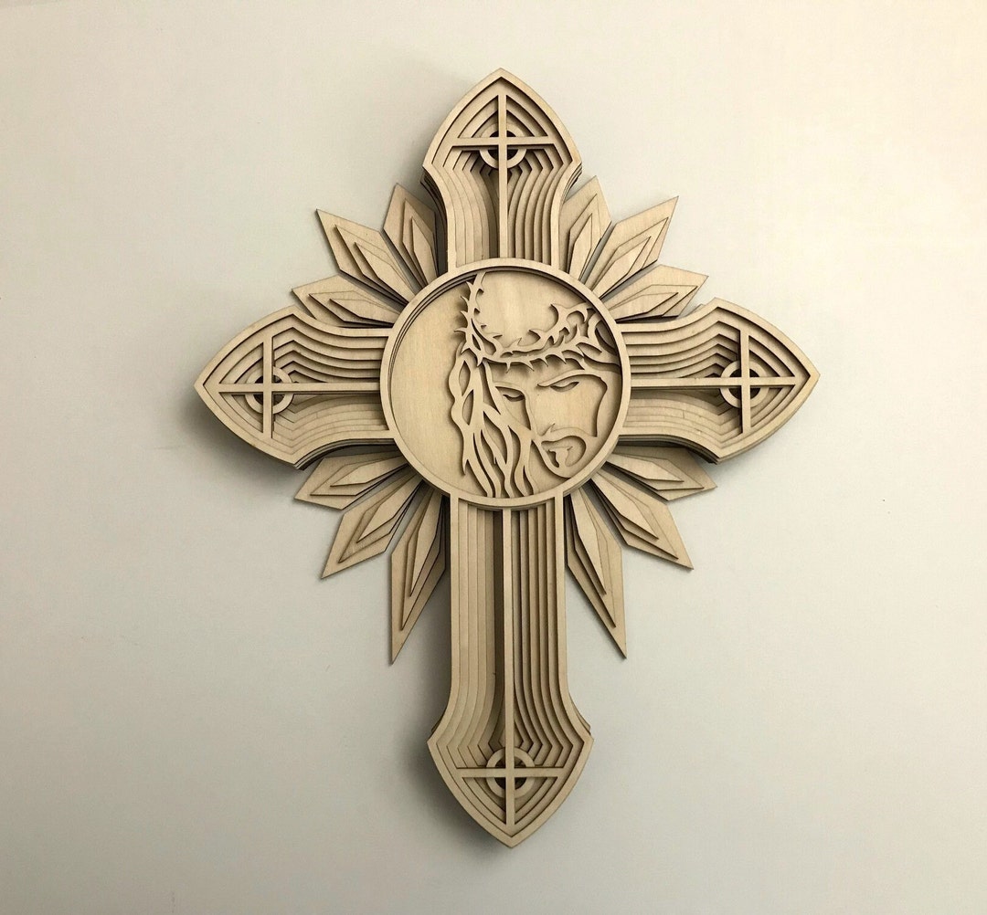 Layered Wood Cross, 8 Layers, Laser Cut Wood, Decorative Woodcraft for ...