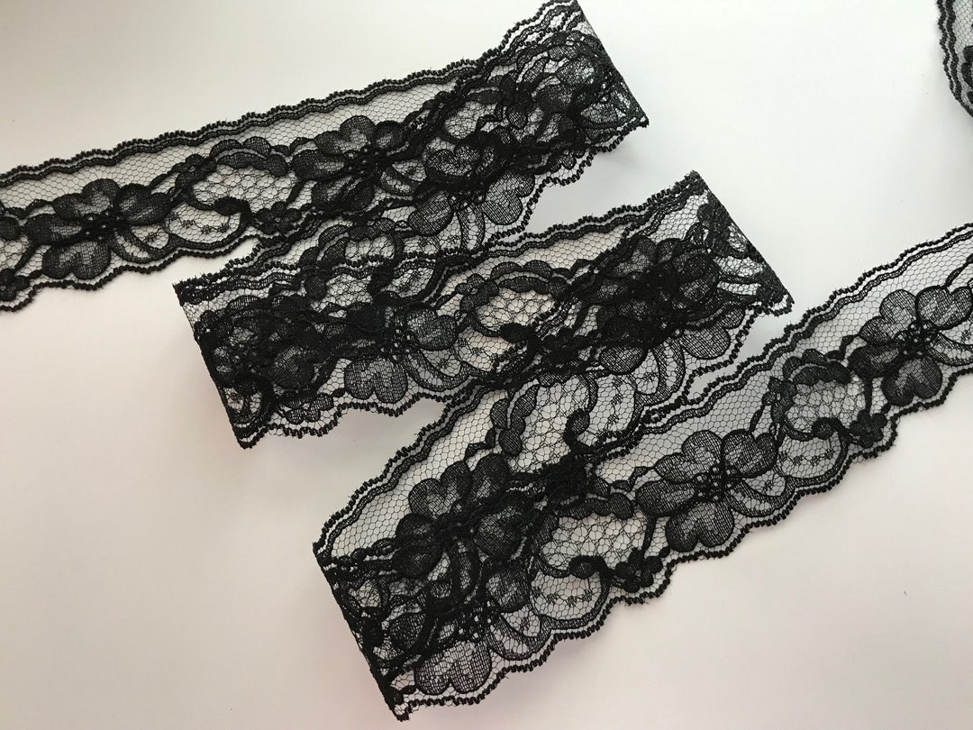 Black Lace, 2 Wide, 10 YARDS, Lace Trim for Apparel, Doll Clothes ...