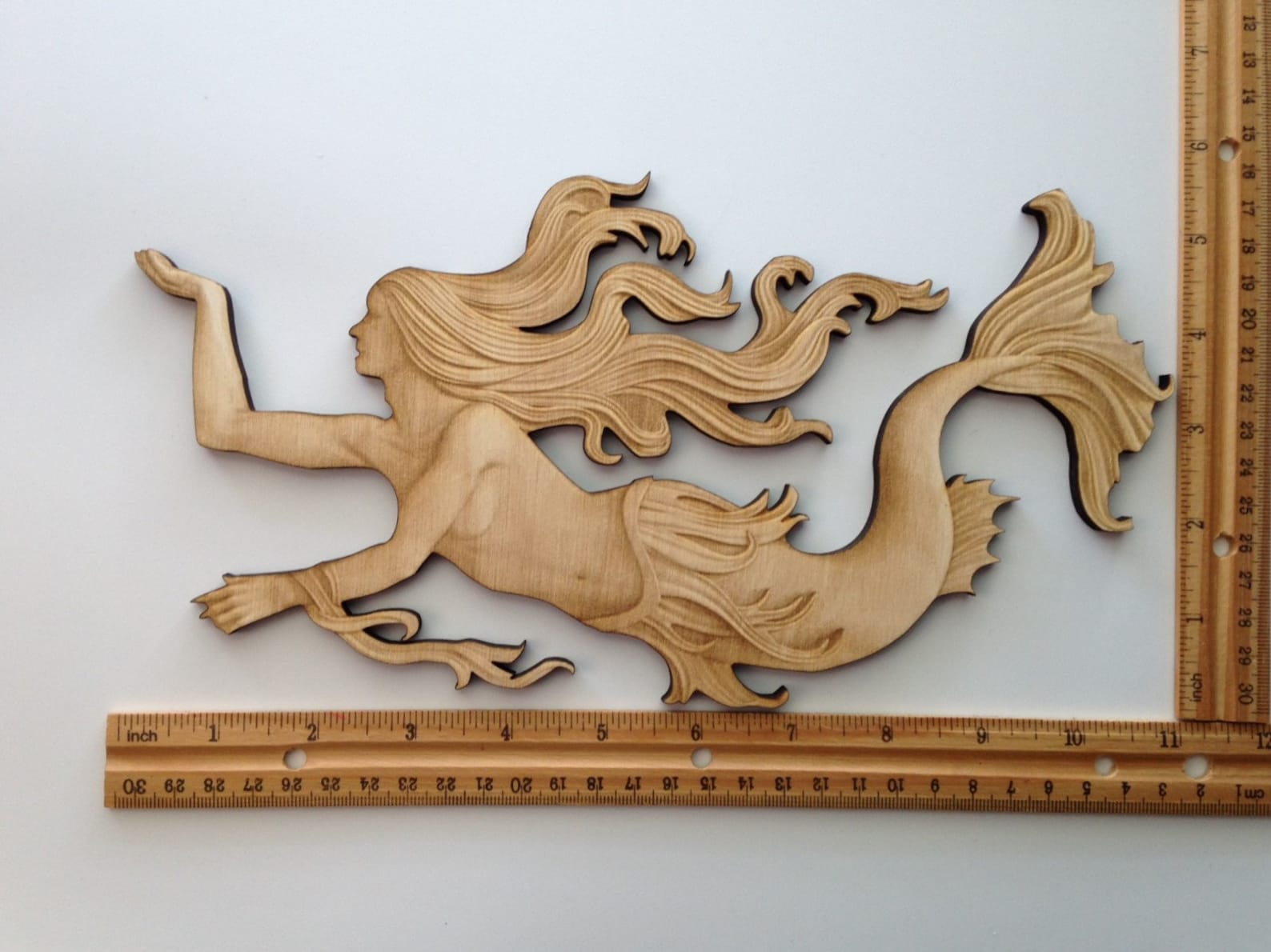 Wooden Mermaid, Laser Cut and Engraved Wood, Wood Cutouts, Sea Life ...