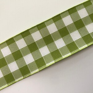 Woven Check Ribbon, Moss Green and White, 2 1/2" Wide, Wired Ribbon for ...