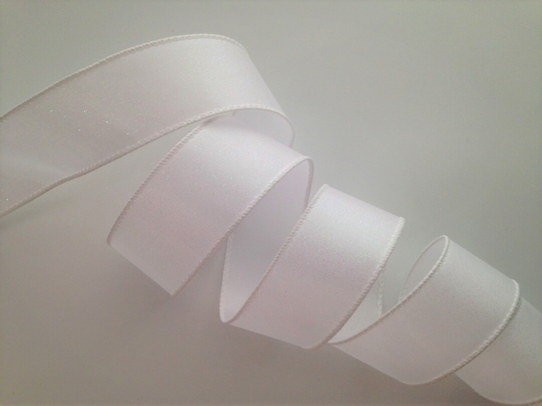 Christmas Ribbon, White Sparkle, 1 1/2 Wide, Wired Ribbon for Wreaths ...