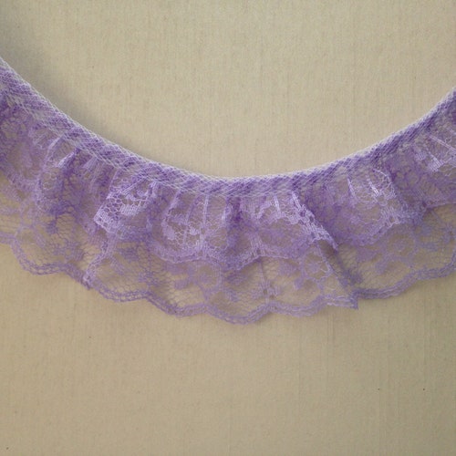 White and Gold Double Ruffled Lace Trim 2 YARDS Apparel | Etsy