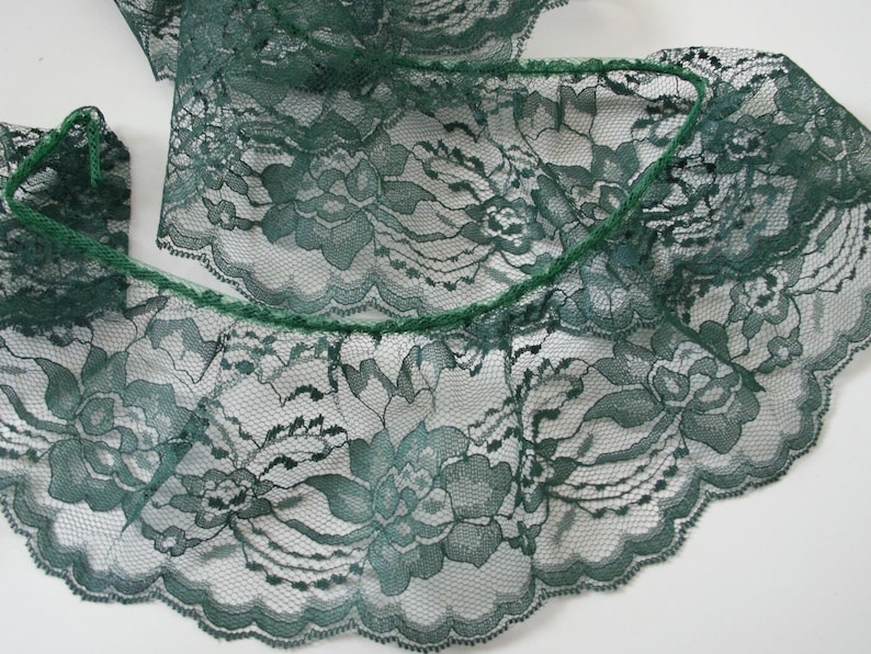 Hunter Green Ruffled Lace Trim 4 Wide 3 YARDS Lace | Etsy