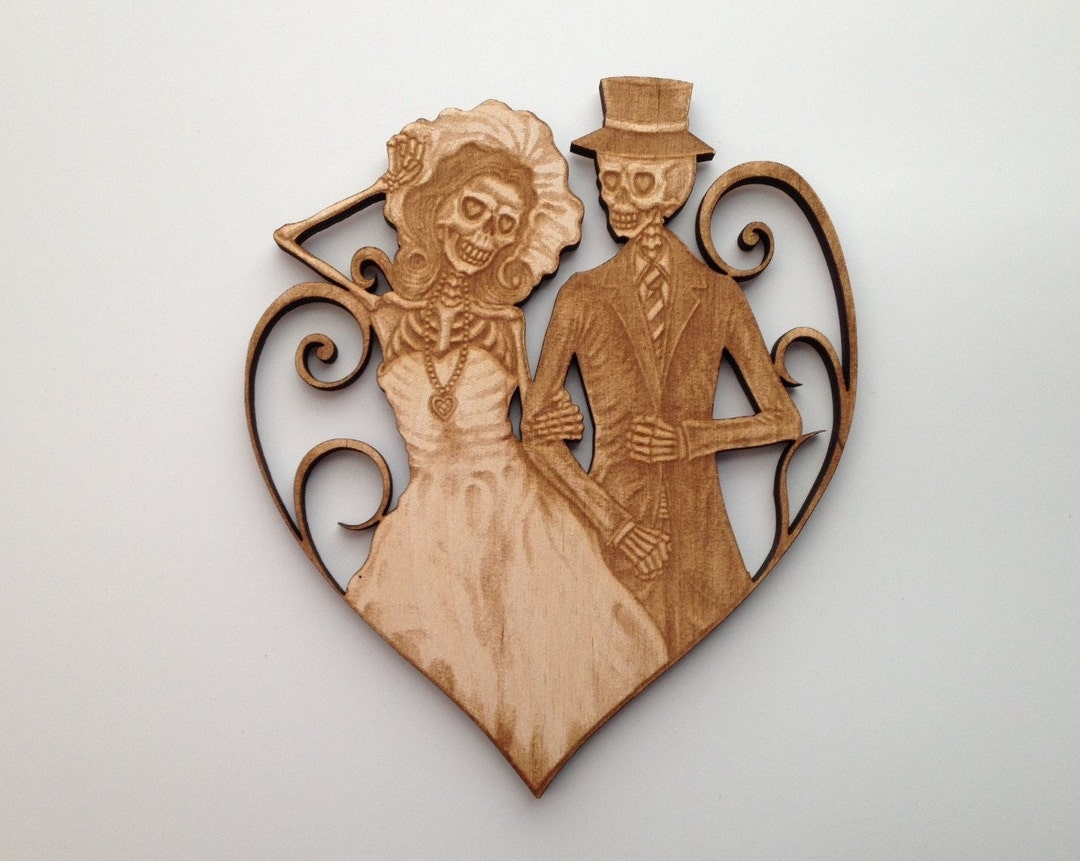 Bride and Groom Sugar Skull Couple, Day of the Dead, Calavera, Laser ...