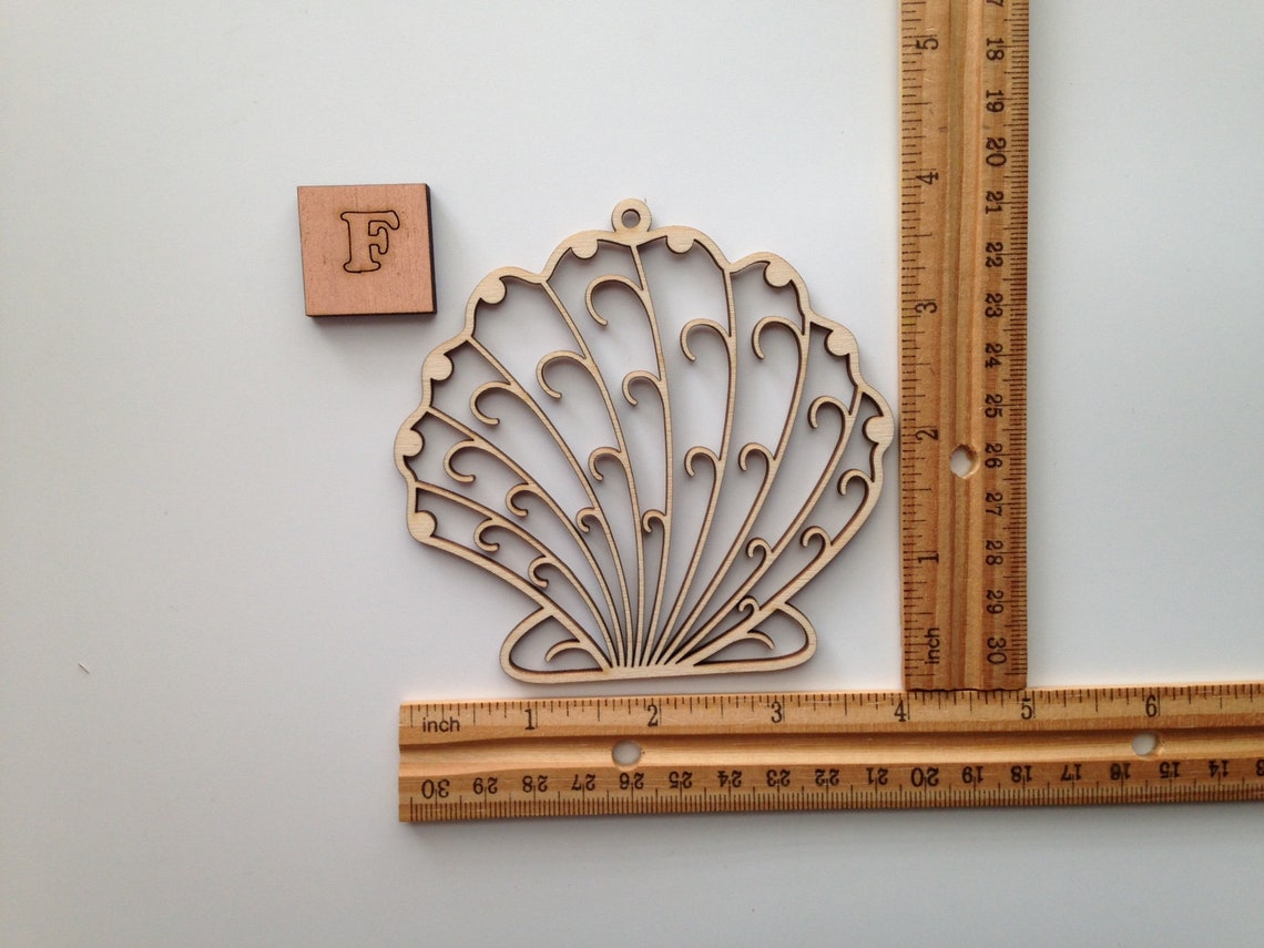 Seashell Wood Ornaments, 6 PIECES, Wood Cutouts, Filigree Wood, Wood ...