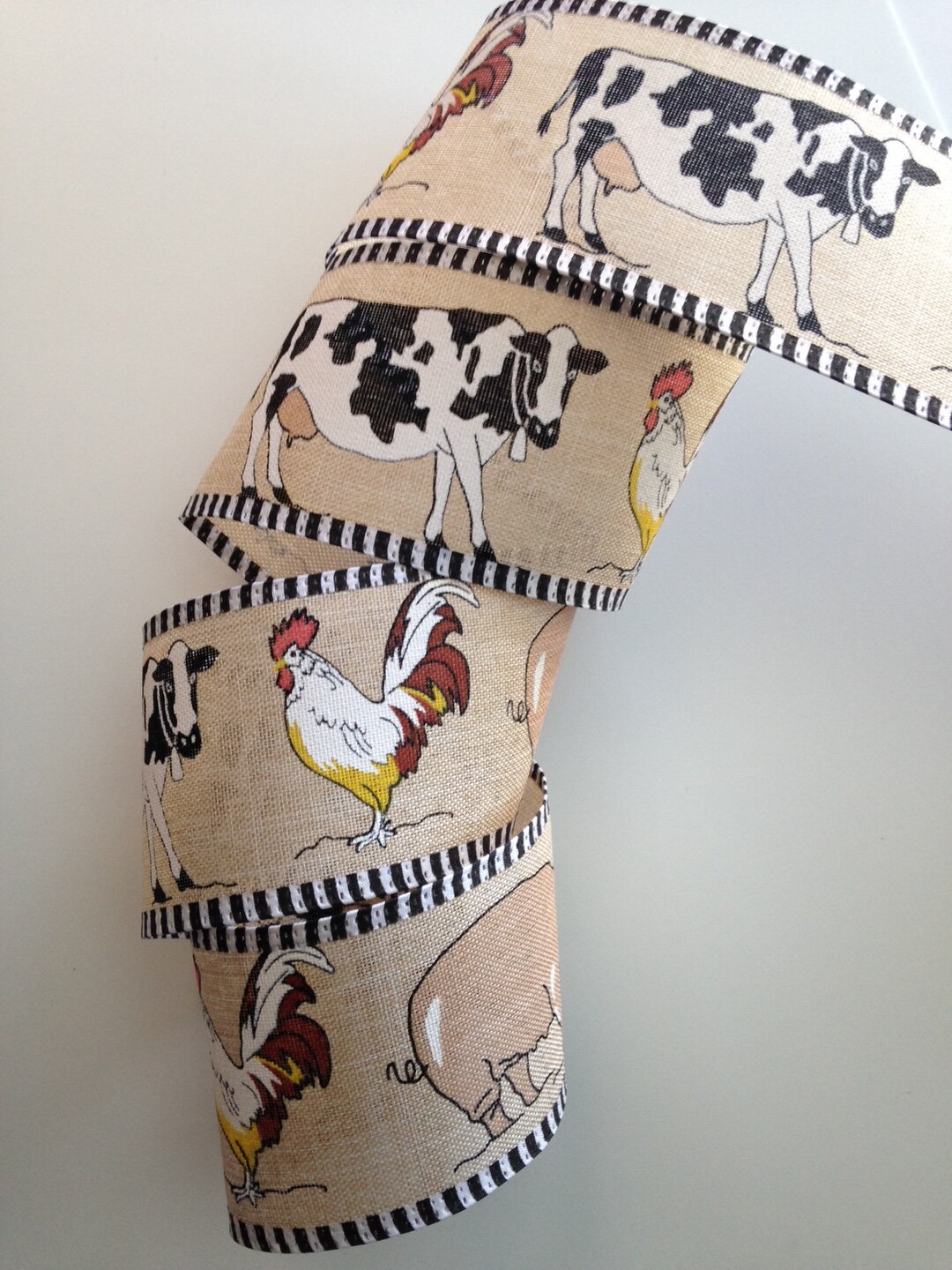 Farm Animals Ribbon, 2 1/2" Wide, Wired Ribbon for Wreaths, Bows, Gift ...