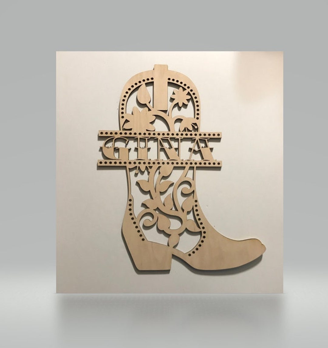 Personalized Country Western Cowboy Boot, Laser Cut and Engraved Wood ...