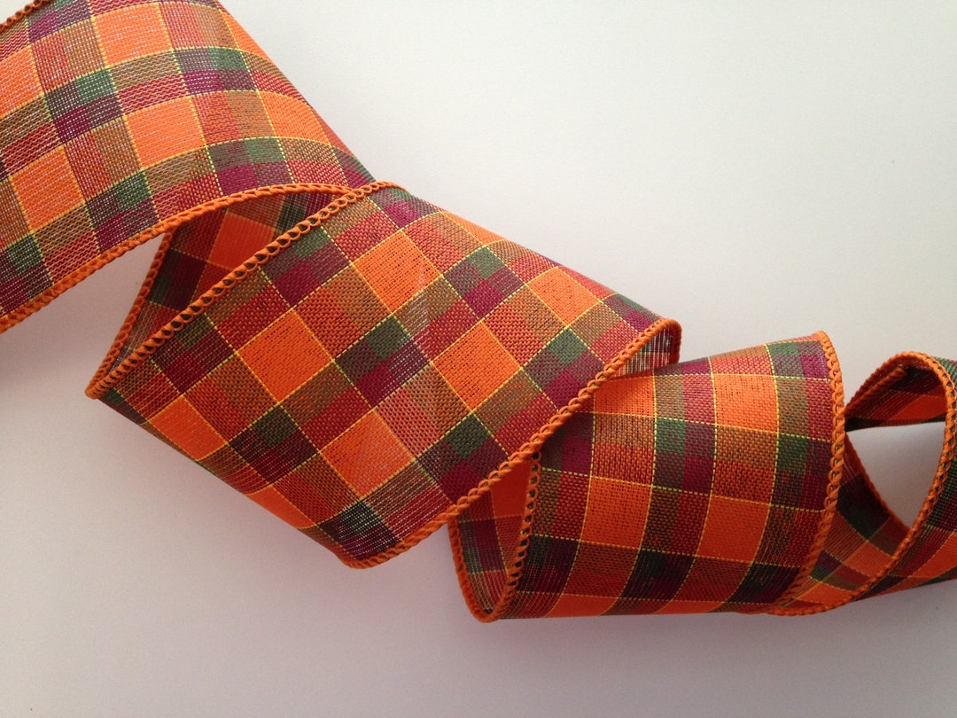 Multicolor Plaid Ribbon, 2 1/2" Wide, Wired Ribbon for Wreaths, Bows ...