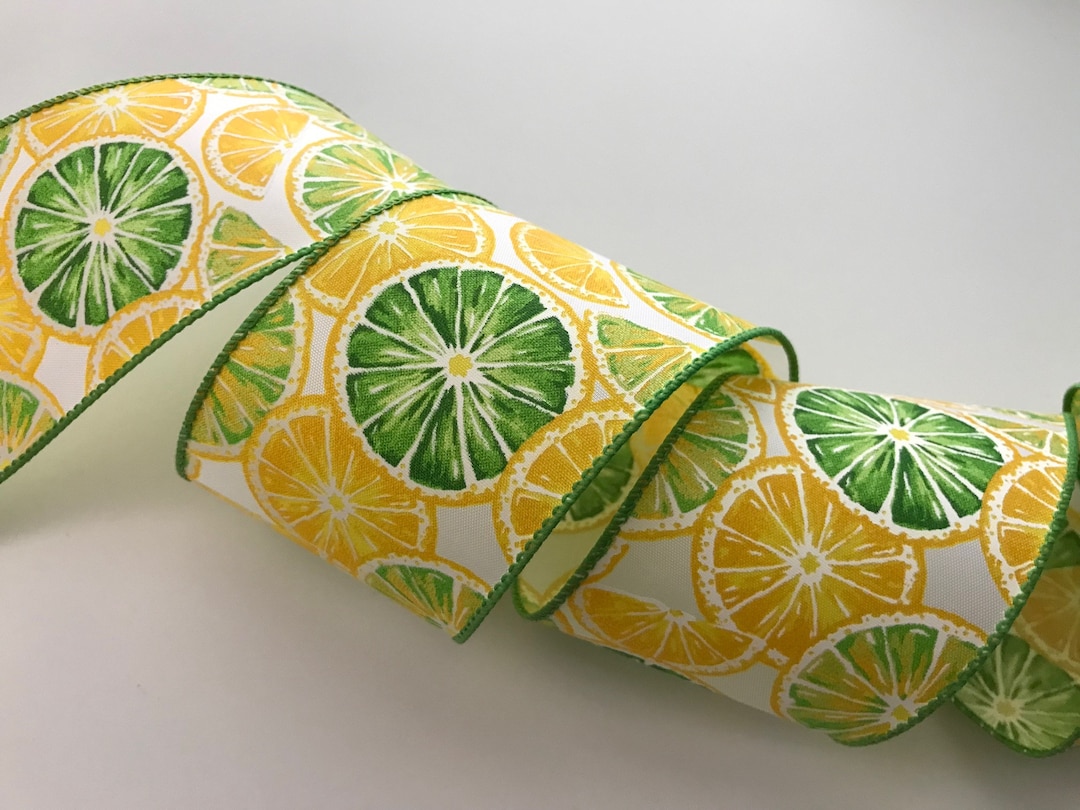 Lemons and Limes Ribbon, 2 1/2" Wide, Wired Edge Ribbon for Bows ...