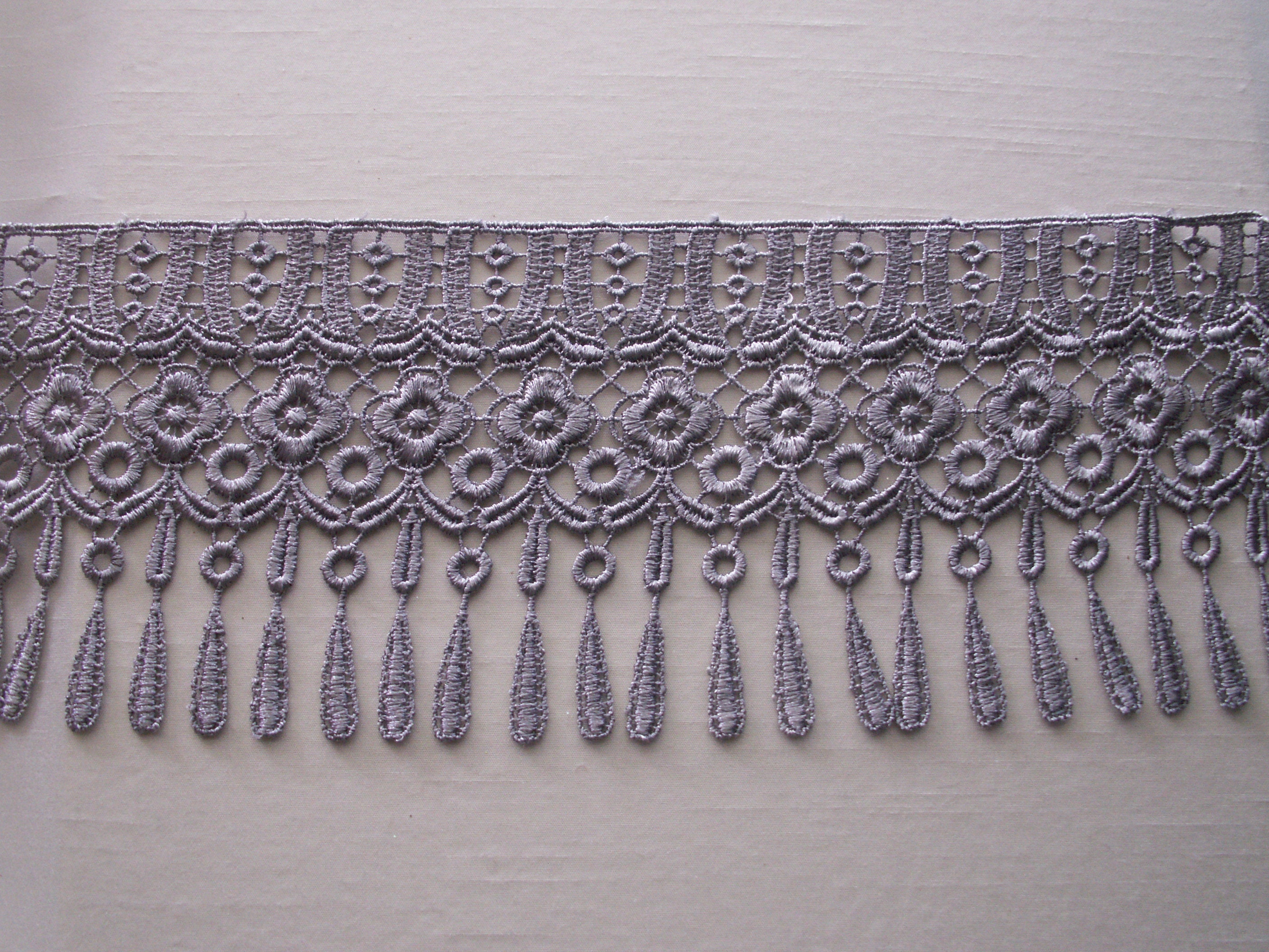 Gray Lace Fringe Trim Victorian Style Lace Venise Lace Trim | Etsy
