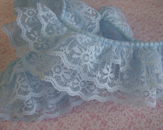 Blue Triple Ruffled Lace Trim, Apparel, Bridal Accessories, Doll ...