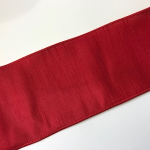 Red Textured Ribbon, 4" Wide, Faux Dupioni Wired Edge Ribbon for Bows ...