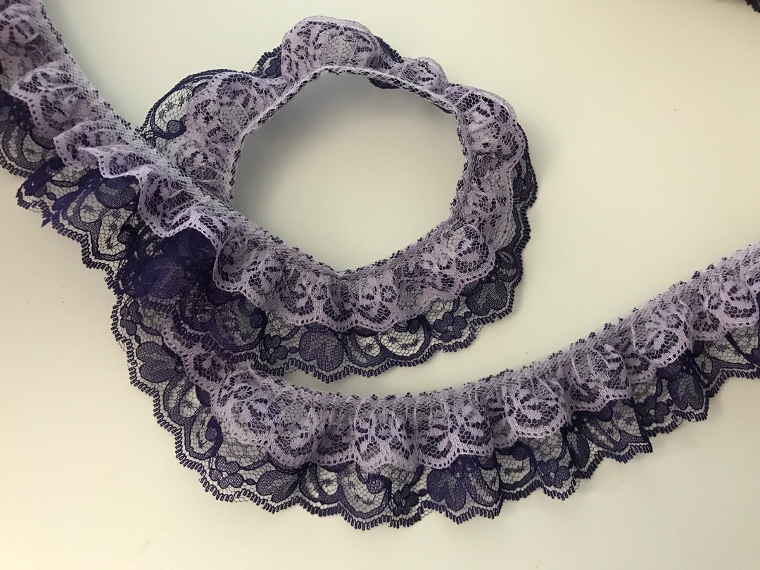 Double Ruffled Lace Trim, Lavender and Purple, 2 Tier Lace Trim for ...