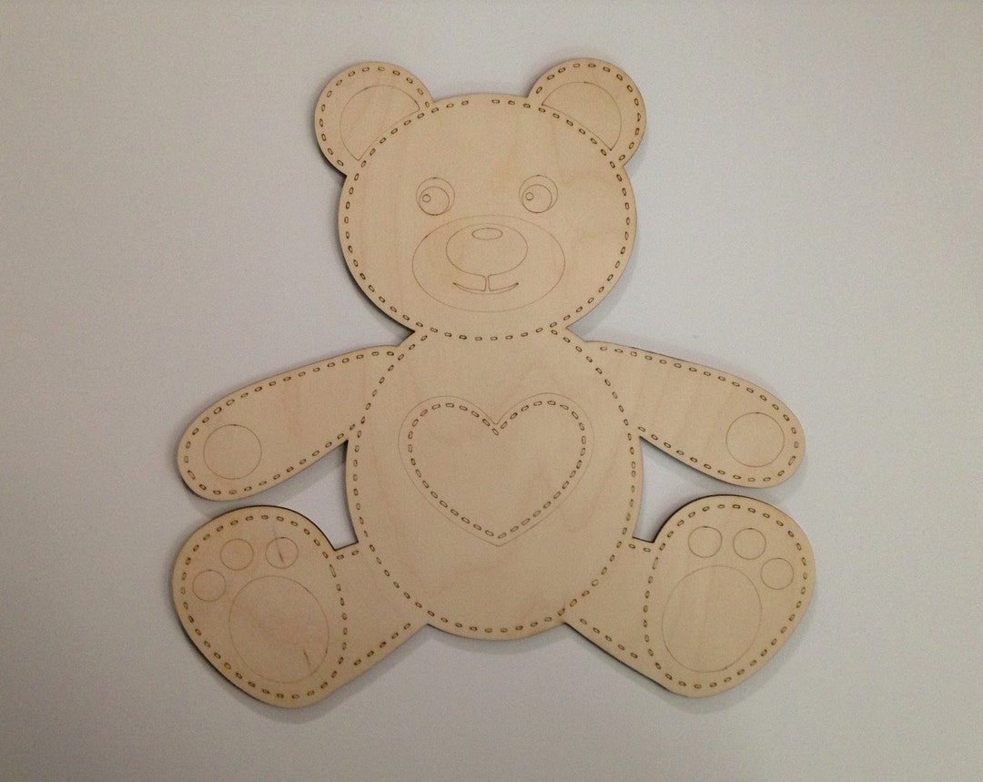 Teddy Bear Wood Cutout, Laser Cut and Engraved Wood Shapes, Nursery ...