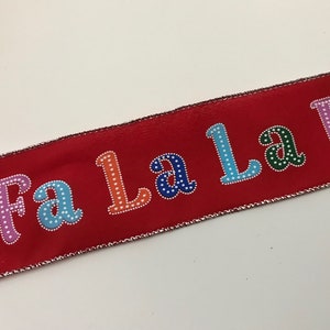 Christmas Ribbon, Red With Multicolor Falala, 2 1/2" Wide, Wired Edge ...
