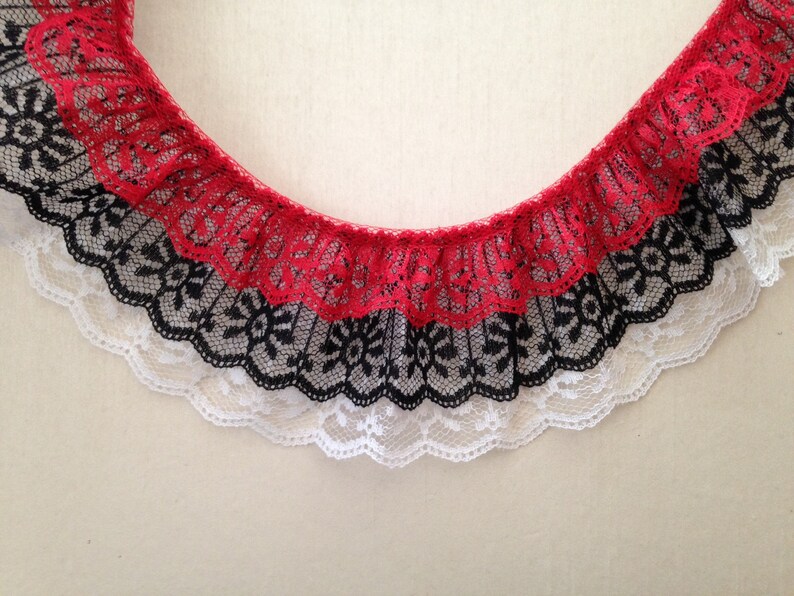 Triple Ruffled Lace Trim Red Black and White 3 Tier Lace - Etsy