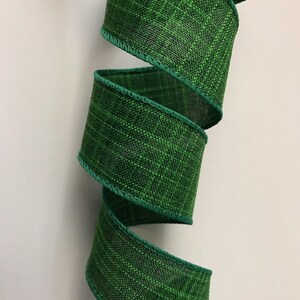 Emerald Green Textured Ribbon, 1 1/2" Wide, Wired Ribbon for Wreaths ...