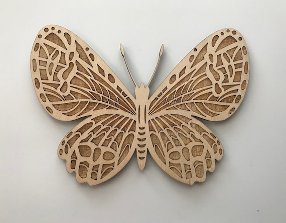 Wooden Butterfly Laser Cut and Engraved Wood Shapes Nature | Etsy
