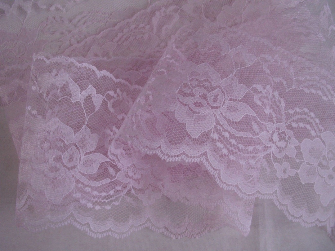 Pink Lace Trim, 4" Wide, Lace for Apparel, Lingerie, Bridal Accessories ...
