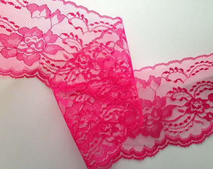 Hot Pink Lace Trim, 4 Wide, 5 YARDS, Apparel, Lingerie, Costumes ...