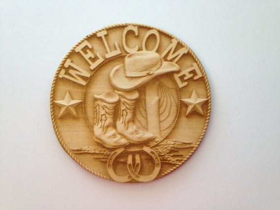 Country Western Welcome Sign Laser Cut and Engraved Wood - Etsy