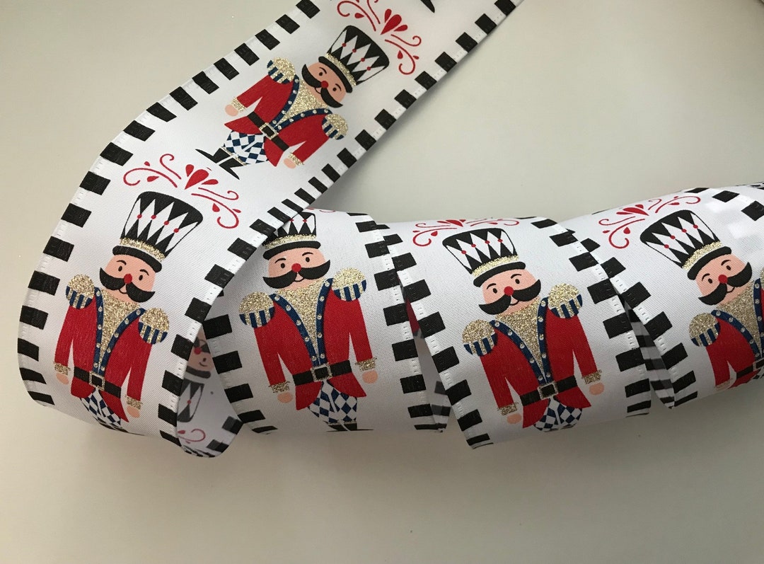 Christmas Ribbon, Christmas Nutcracker, 2 1/2" Wide, Wired Ribbon for ...